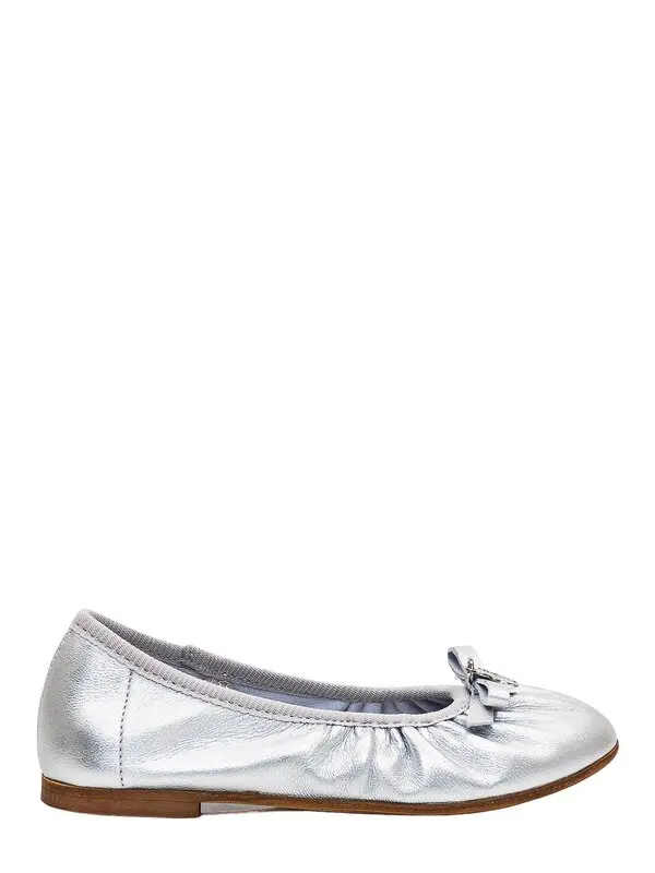 Monnalisa Ballerina Flats With Bow Detail - Argento