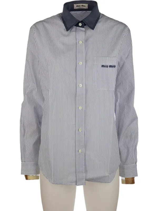 Miu Miu Striped Shirt With Pocket Detail - Multicolor
