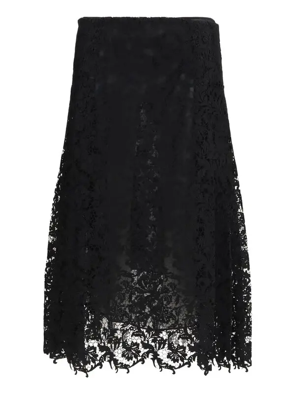 Fendi Flared Midi Skirt In Macramé Lace - Black