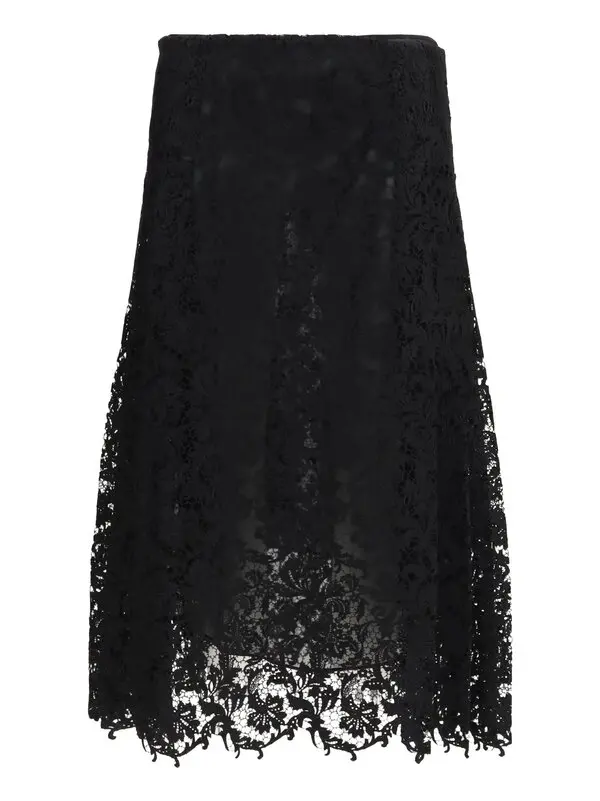 Fendi Macramé Lace Midi Skirt - Black