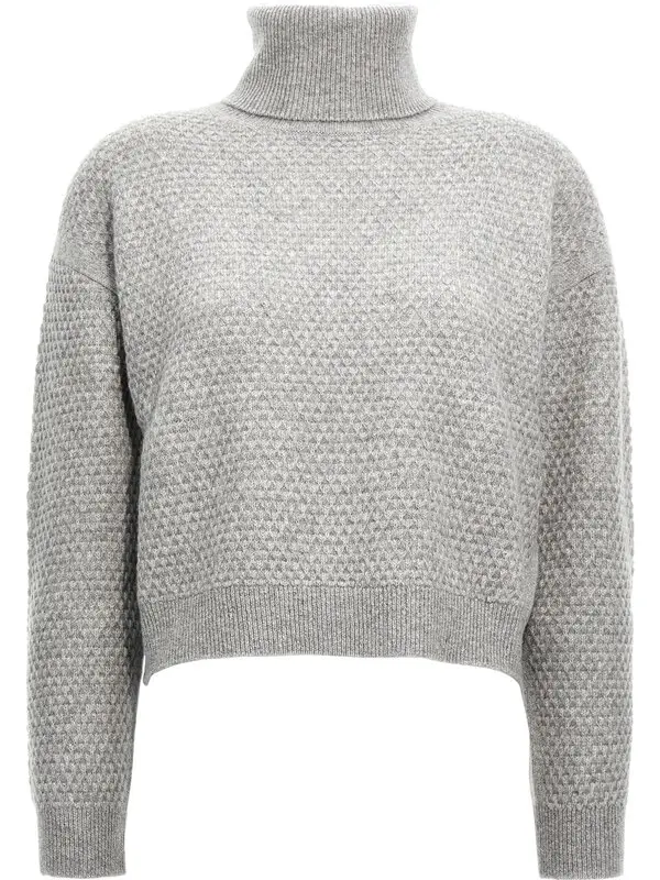 Max Mara Nero Cashmere High Neck Sweater - Gray