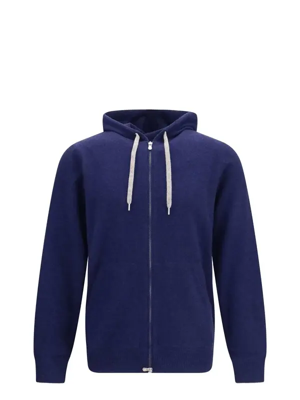Brunello Cucinelli Cashmere Zip-up Hoodie - Blue