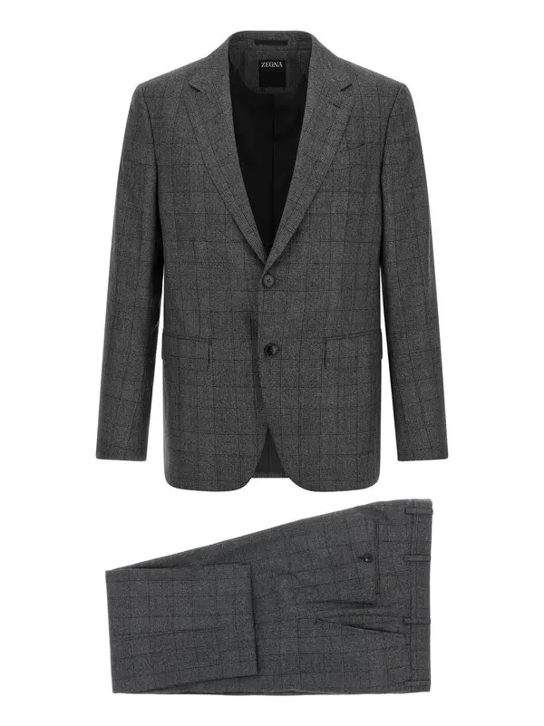 Zegna Square Flannel Dress - Gray