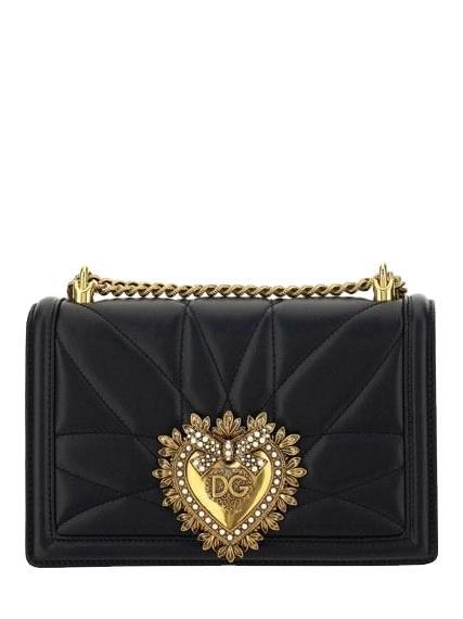 Dolce & Gabbana Medium Devotion Matelassé Nappa Shoulder Bag - Black