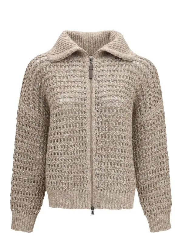 Brunello Cucinelli Ribbed Cashmere Zip-up Cardigan - Gray