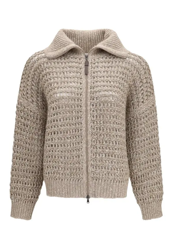 Brunello Cucinelli Ribbed Cashmere Zip-up Cardigan - Gray