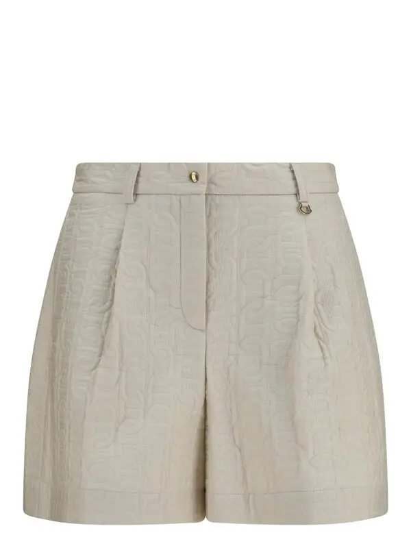 Moncler Logo Quilted Shorts - Cream
