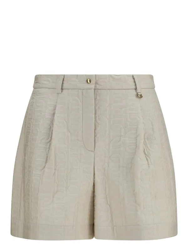 Moncler Logo Quilted Shorts - Cream