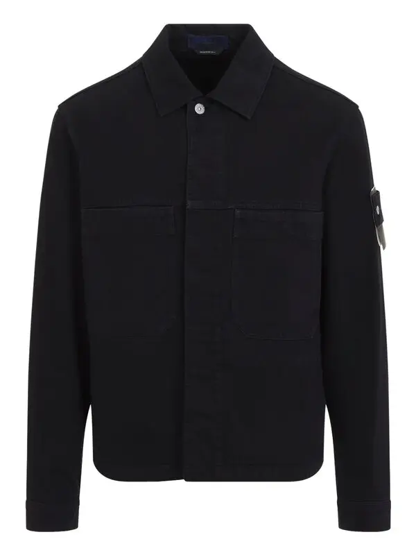 Stone Island Cotton Twill Biker Jacket - Black