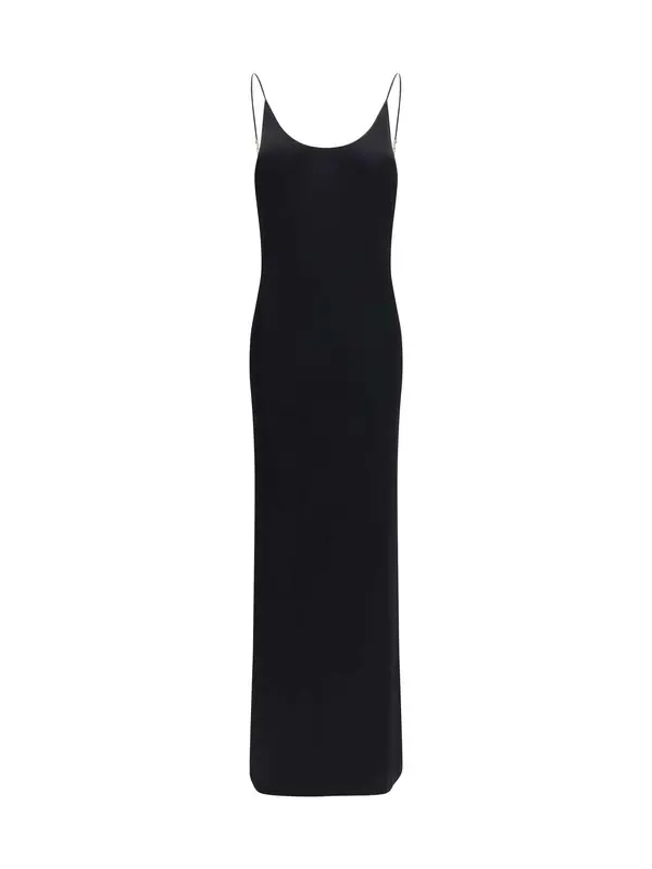 Saint Laurent Backless Knit Dress With Cassandre Chain - Black