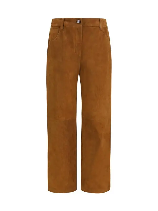 Magda Butrym Straight-leg Corduroy-effect Leather Pants - Brown