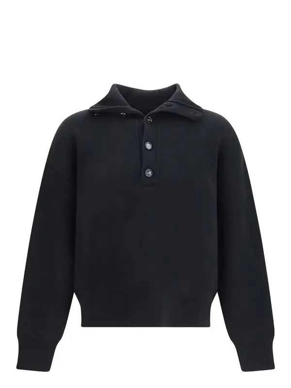 AMI Paris High-neck Buttoned Sweater - Black