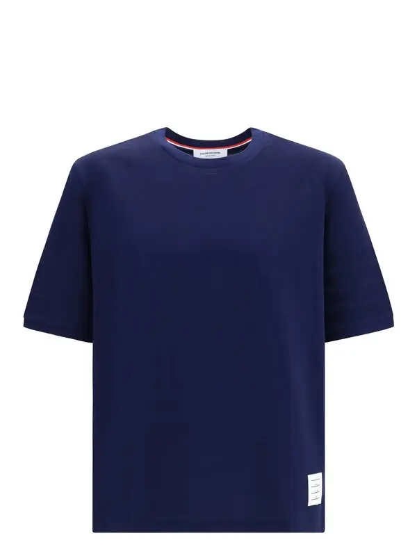 Thom Browne Jersey T-shirt With Ribbed Cuffs - Blue