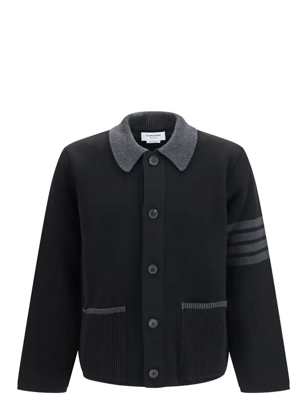 Thom Browne 4-bar Cotton Piqué Jacket - Black