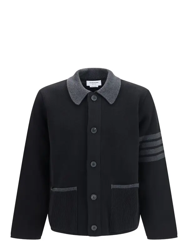 Thom Browne 4-bar Cotton Piqué Jacket - Black