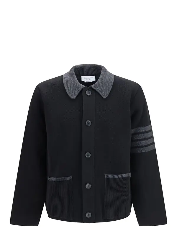 Thom Browne 4-bar Cotton Piqué Jacket - Black