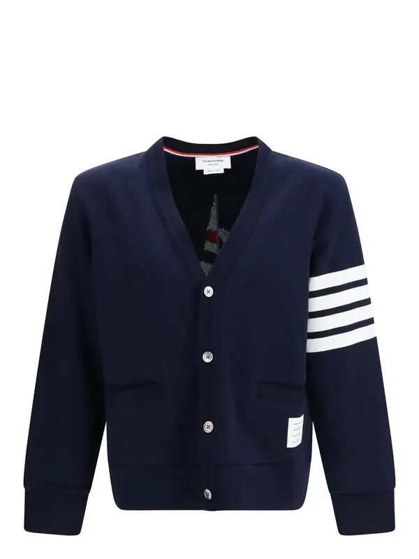 Thom Browne 4-bar Boat Cotton Cardigan - Blue