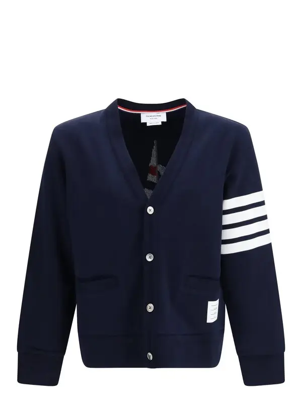 Thom Browne 4-bar Boat Cotton Cardigan - Blue