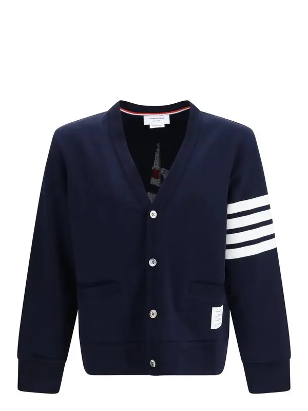 Thom Browne 4-bar Boat Cotton Cardigan - Blue
