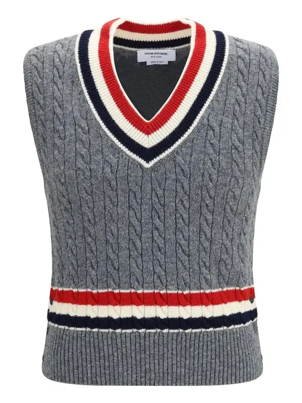 Thom Browne Cable-knit Vest - Gray