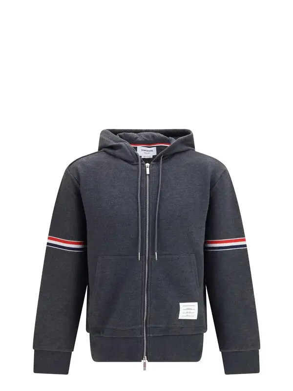 Thom Browne Loopback 4-bar Zip-up Hoodie - Gray