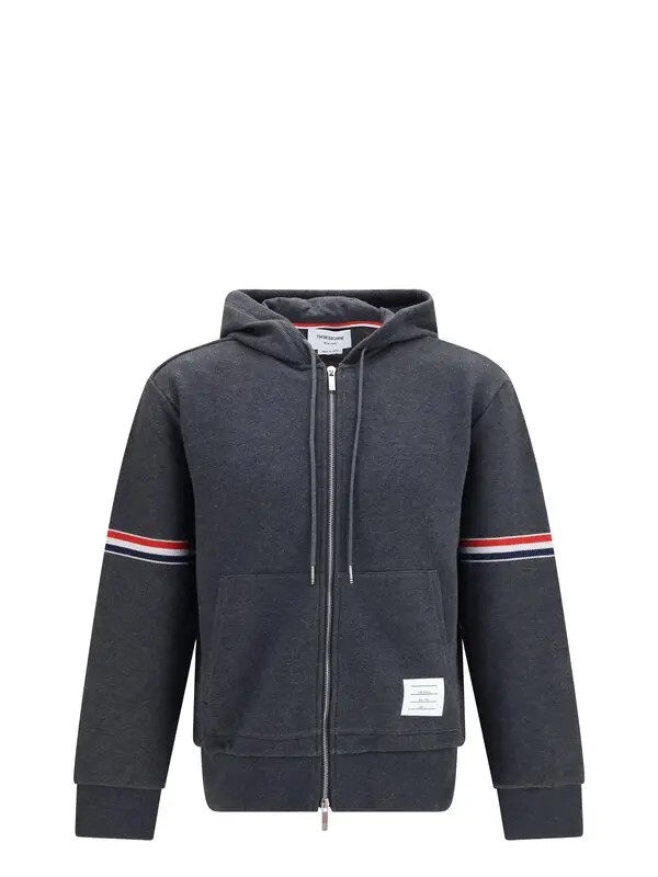 Thom Browne Loopback 4-bar Zip-up Hoodie - Gray