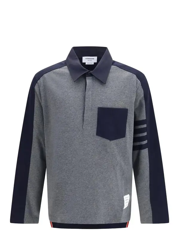 Thom Browne Oversized Colorblock Rugby Polo - Gray