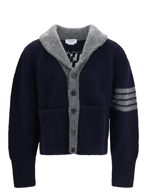 Thom Browne 65 Hooded Jersey Cardigan - Blue