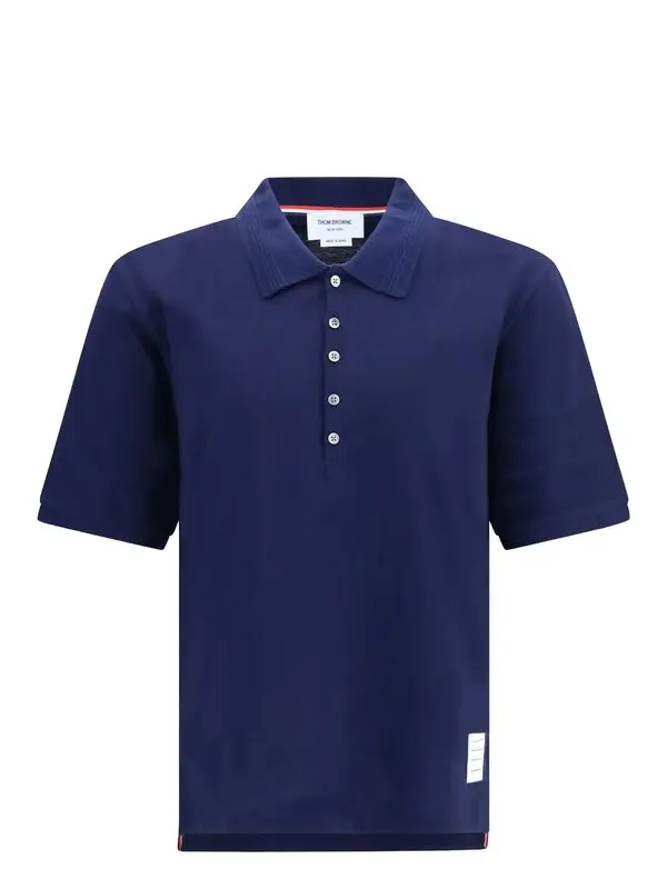 Thom Browne 4-bar Cotton Jersey Polo - Blue