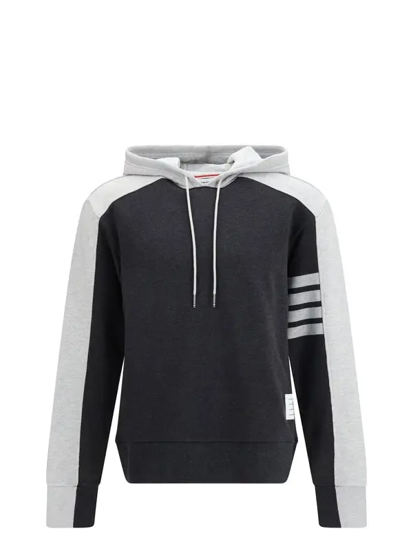 Thom Browne Loopback Colorblock Hooded Sweatshirt - Gray