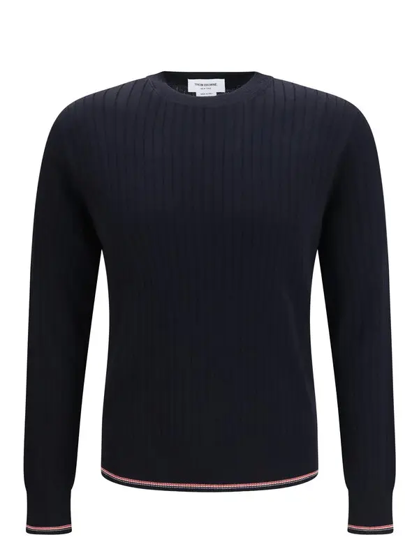 Thom Browne Cotton Knit Sweater - Blue