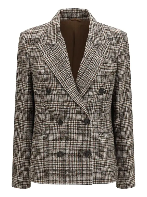 Brunello Cucinelli Double-breasted Alpaca And Wool Blend Jacket - Multicolor