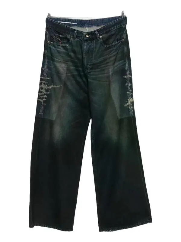 DIESEL® Faded Wide-leg Jeans - Blue