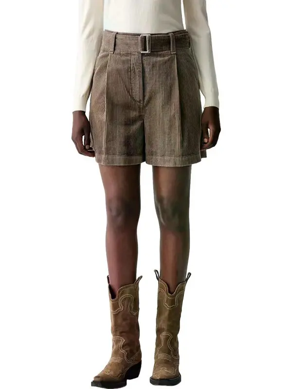 Marc O'polo Belted Corduroy Shorts - Brown