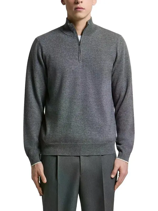 Peserico Quarter-zip Knitted Sweater - Grey