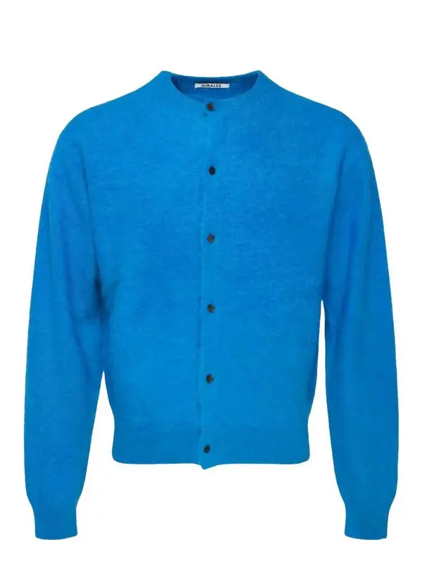Auralee Brushed Alpaca Cardigan - Blue
