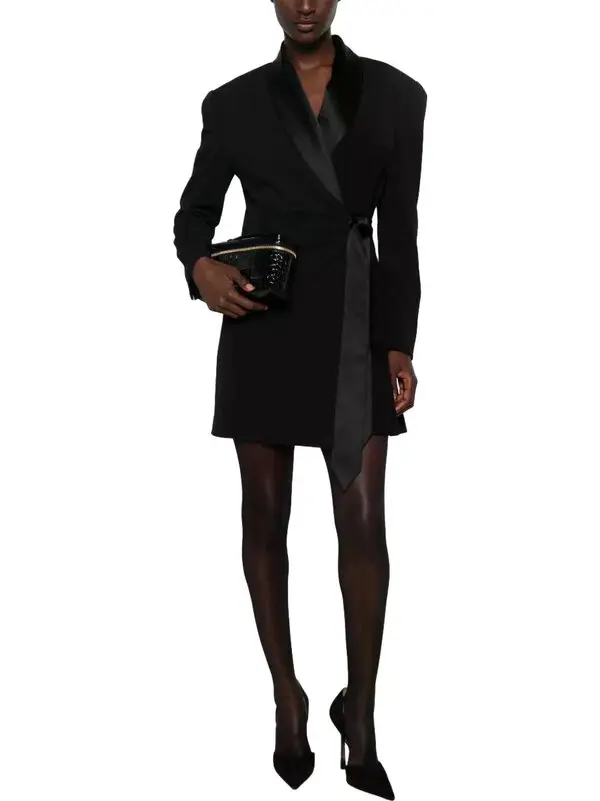 Imperial Satin-trim Wrap Dress - Black