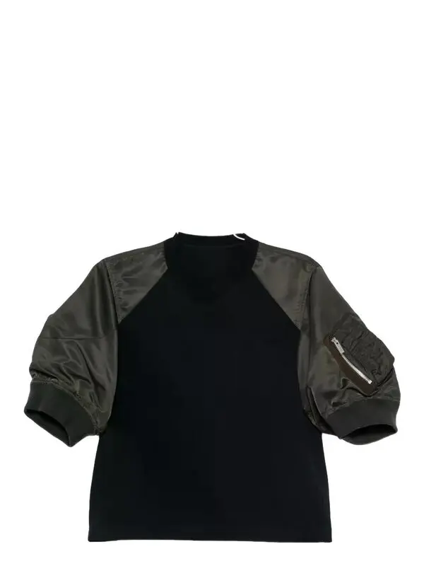 Sacai Panelled Puff-sleeve T-shirt - Black