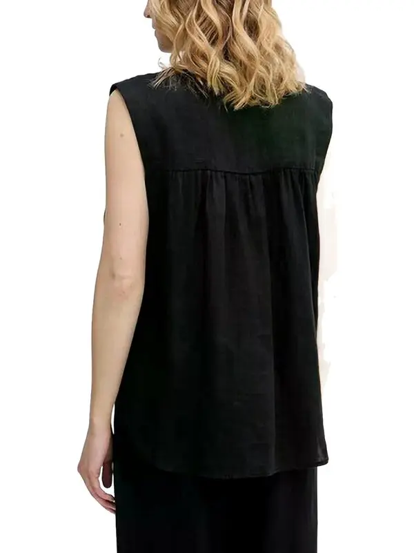 BENETTON Sleeveless Linen Shirt - Black