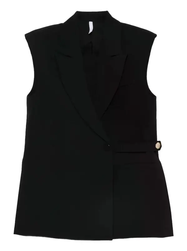 Imperial Sleeveless Double-breasted Peak Lapel Gilet - Black