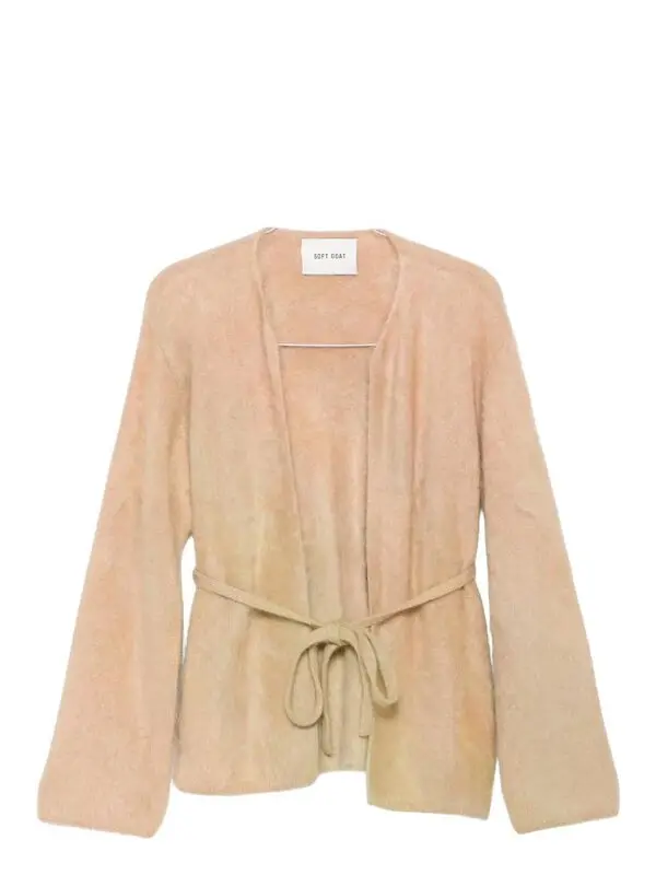 Soft Goat Brushed Wrap Cardigan - Neutrals