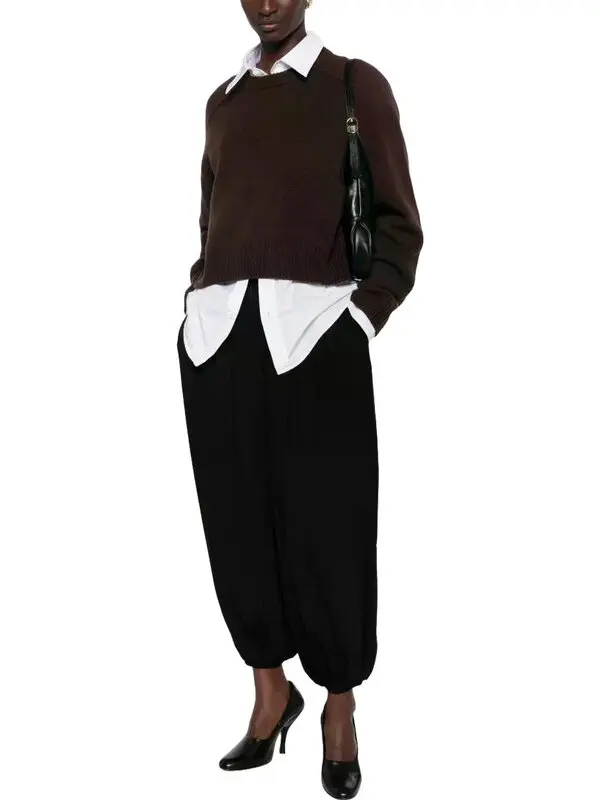 Soft Goat Cropped Cashmere Sweater - Brown