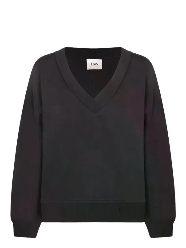 OWN Ribbed-trim V-neck Sweater - Black