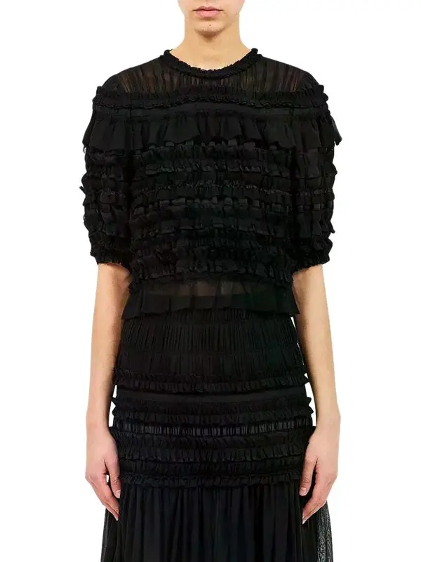 Ulla Johnson Mabel Ruffled Silk Top - Black