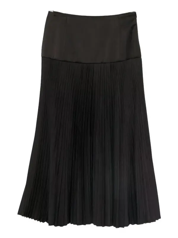 Imperial Pleated Cotton Skirt - Brown