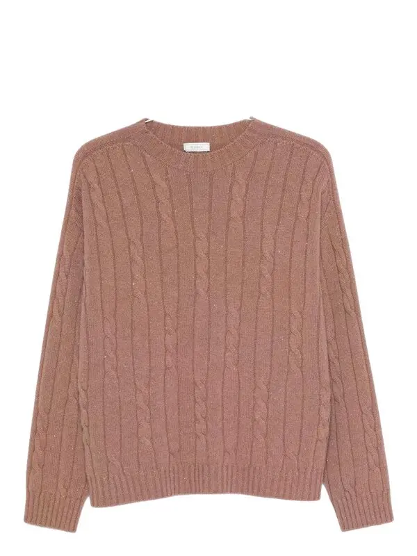 Peserico Sequin Embellished Cable-knit Sweater - Pink