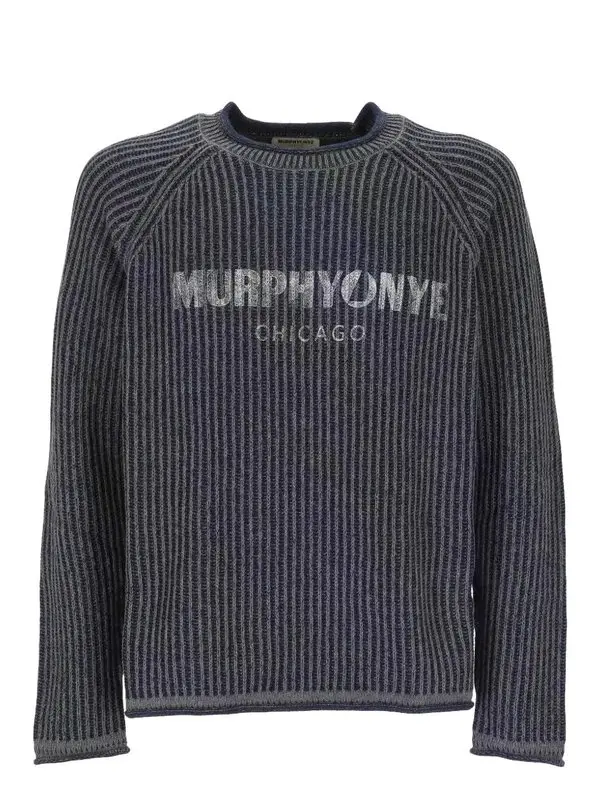 MURPHY&NYE Logo Print Ribbed Knit Sweater - Blue