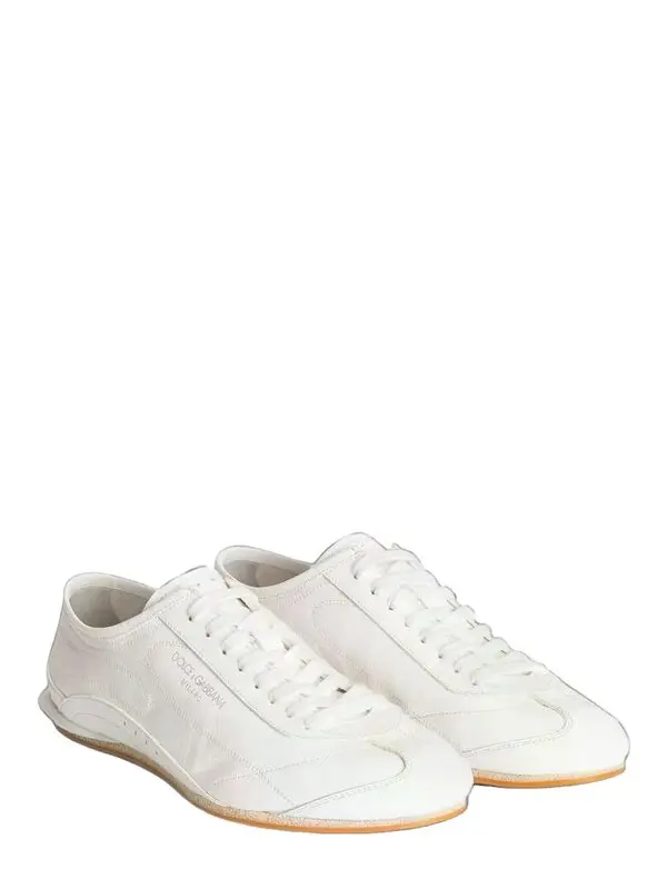 Dolce & Gabbana Calfskin Logo Print Lace-up Sneakers - White