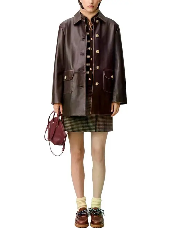 Claudie Pierlot Leather Button-up Jacket - Brown