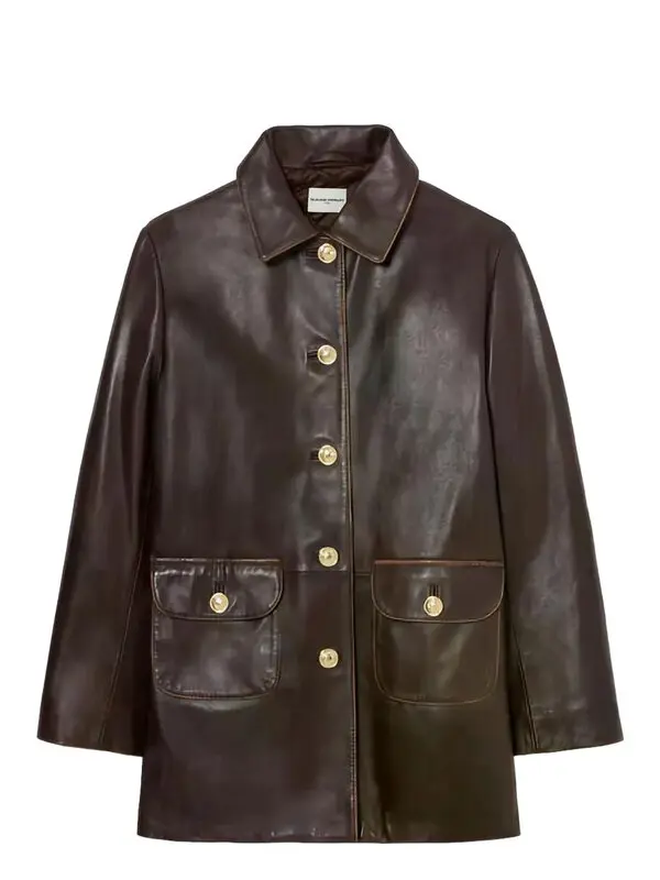 Claudie Pierlot Leather Button-up Jacket - Brown